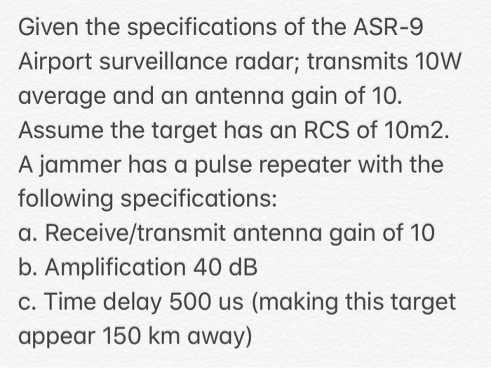 Given the specifications of the ASR-9 Airport | Chegg.com