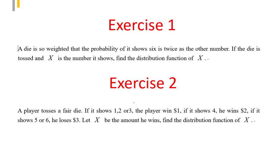 Solved Exercise 1 A die is so weighted that the probability | Chegg.com