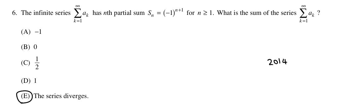Solved ∞ 6. The infinite series has nth partial sum S₁₁ = | Chegg.com