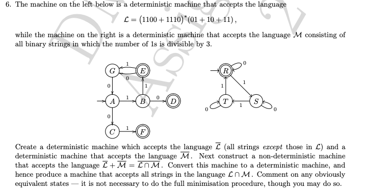 Solved 6. The machine on the left below is a deterministic | Chegg.com