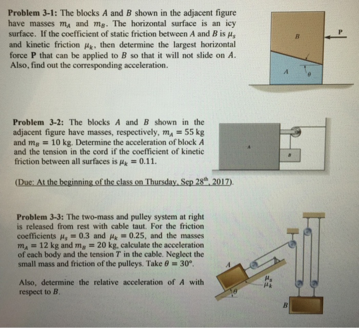 Solved Problem 3-1: The blocks A and B shown in the adjacent | Chegg.com