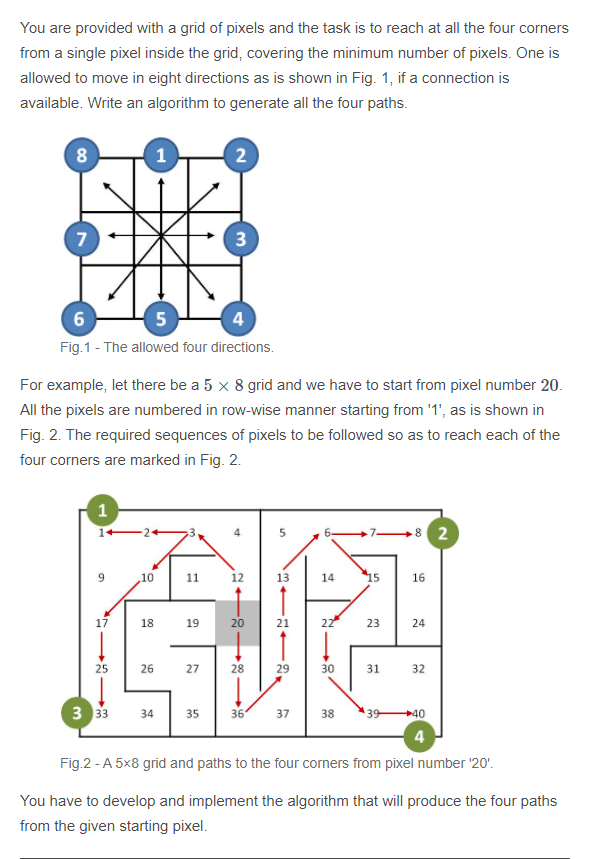 Solved You are provided with a grid of pixels and the task | Chegg.com