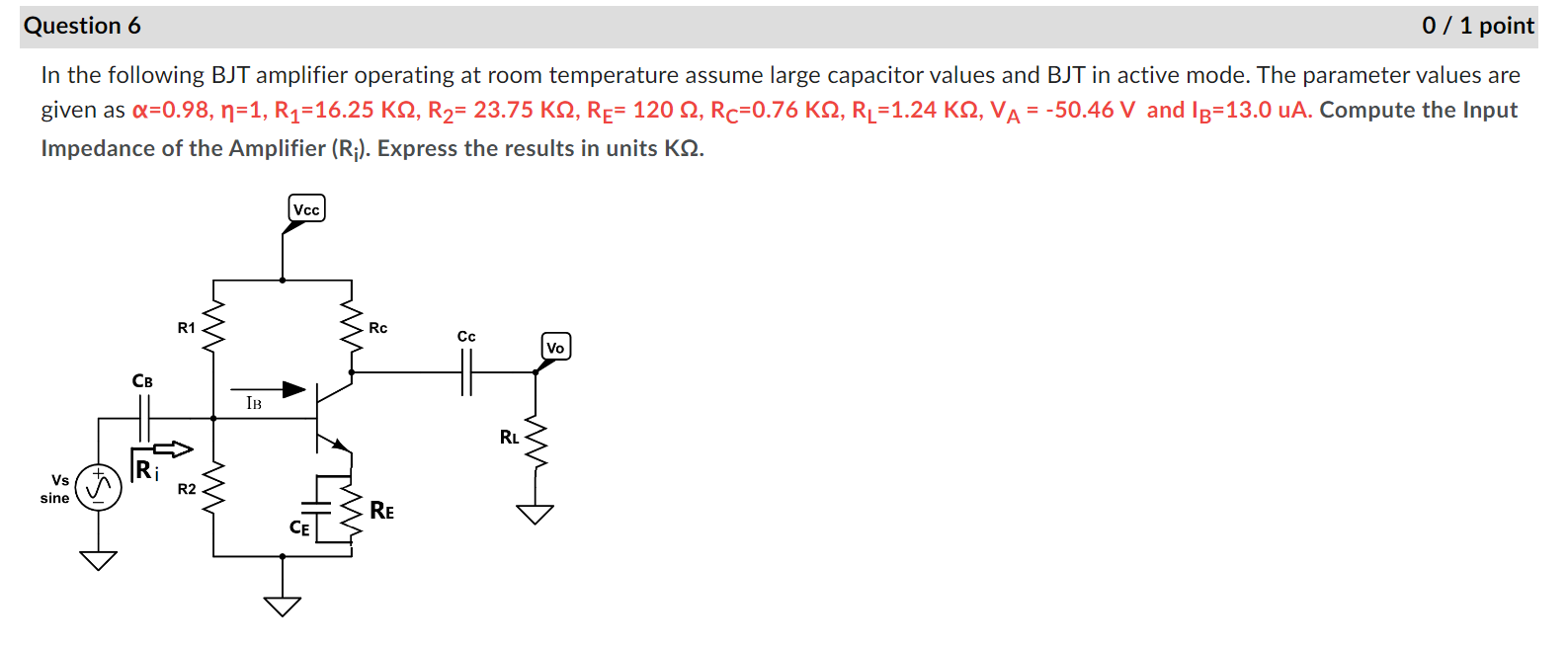 Solved In the following BJT amplifier operating at room | Chegg.com