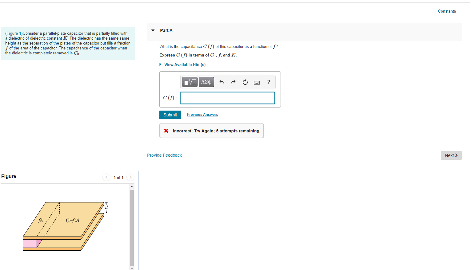 Solved (Figure 1)Consider a parallel-plate capacitor that is | Chegg.com