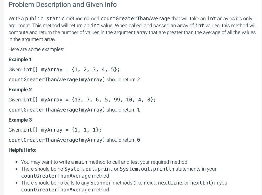 Solved Problem Description and Given Info Write a public | Chegg.com