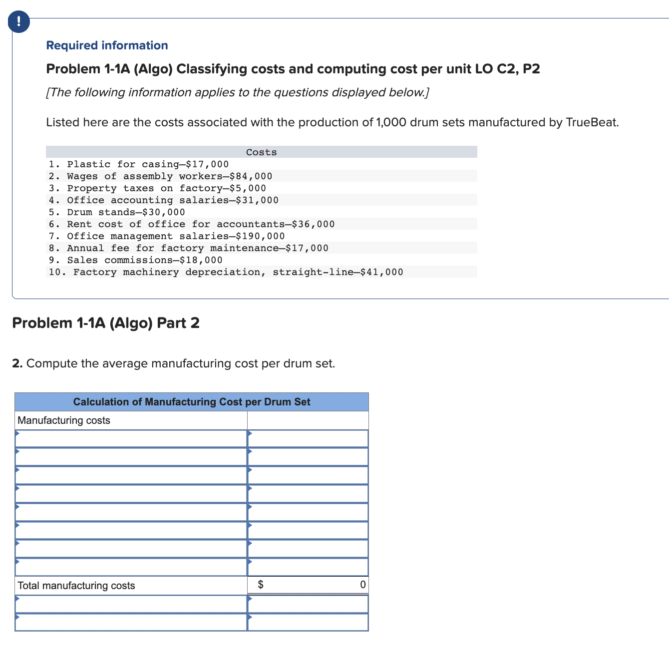 Solved Required information Problem 1-1A (Algo) Classifying | Chegg.com