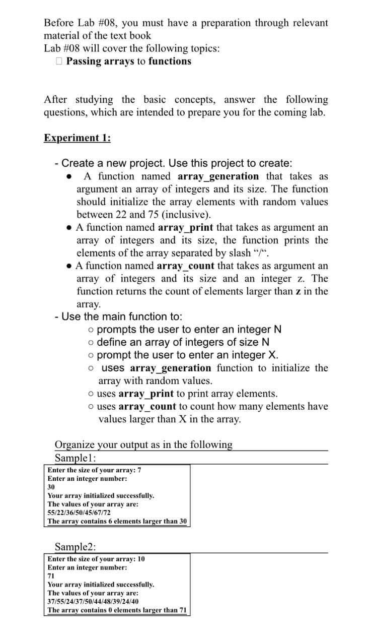 Solved Before Lab \#08, you must have a preparation through | Chegg.com
