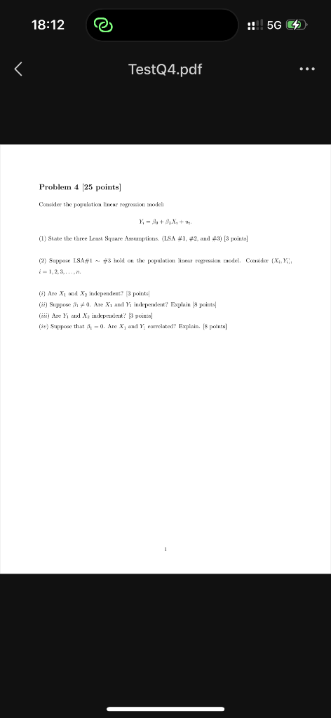 Solved Consider the popsulation lineaz regression model: | Chegg.com
