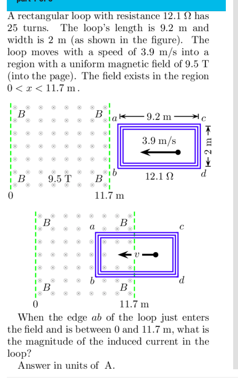 Solved A rectangular loop with resistance 12.1 N has 25 | Chegg.com