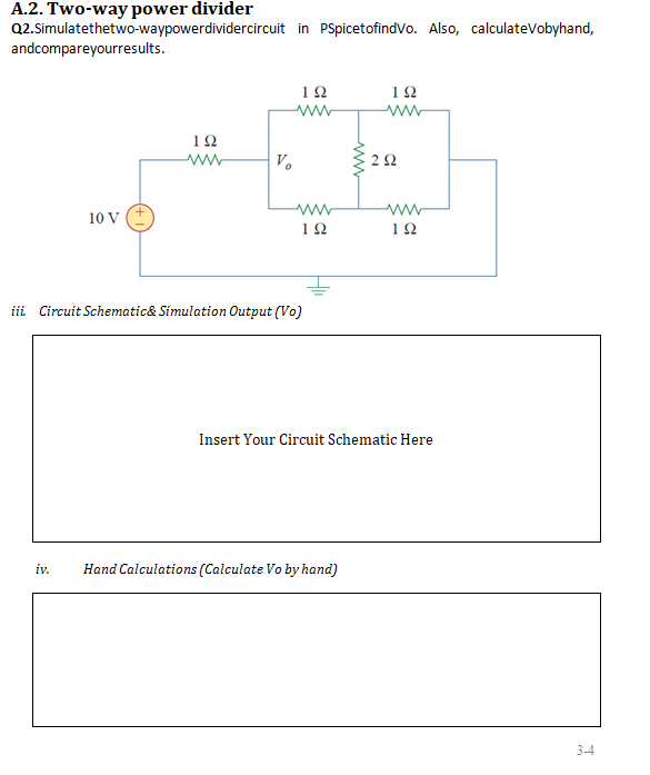 Solved A.2. Two-way power divider | Chegg.com