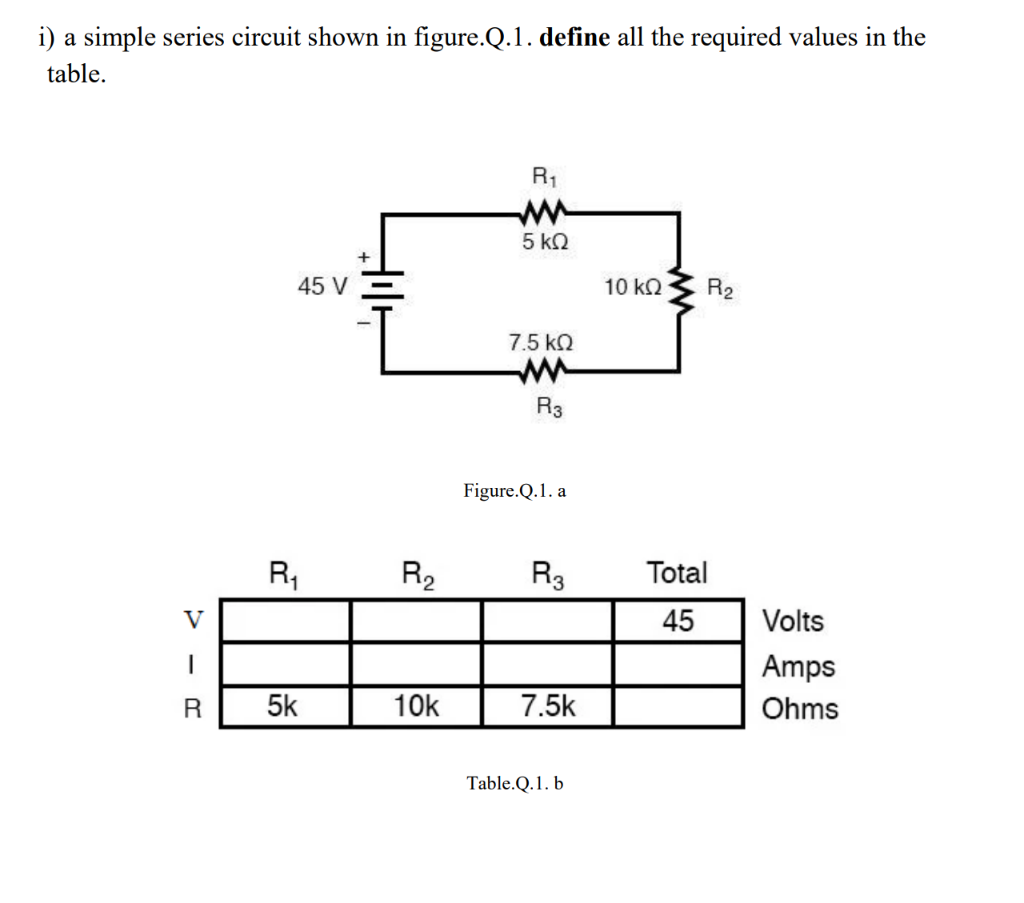 Solved i) a simple series circuit shown in figure.Q.1. | Chegg.com