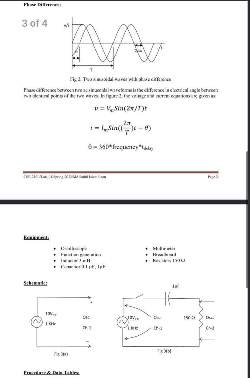 Experiment No: 01 Experiment Name: Familiarization | Chegg.com