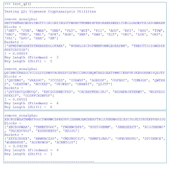 Q2 Vigenere Cryptanalysis Utilities 24 Pts In