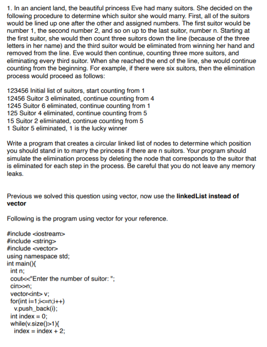 Solved 1. In an ancient land, the beautiful princess Eve had | Chegg.com