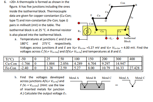 Solved 6. A thermopile is formed as shown in the | Chegg.com