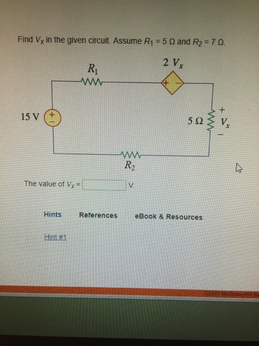 Solved Find V_x in the given circuit. Assume R_1 = 5 ohm and | Chegg.com