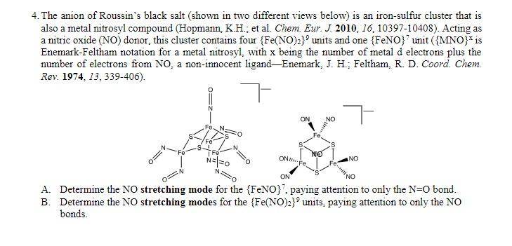 Solved 4. The anion of Roussin's black salt (shown in two | Chegg.com