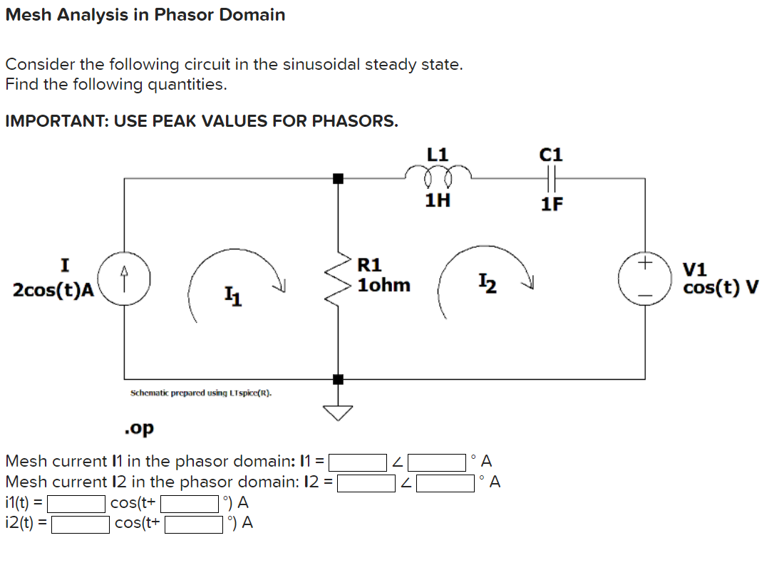Solved Mesh Analysis in Phasor Domain Consider the following | Chegg.com
