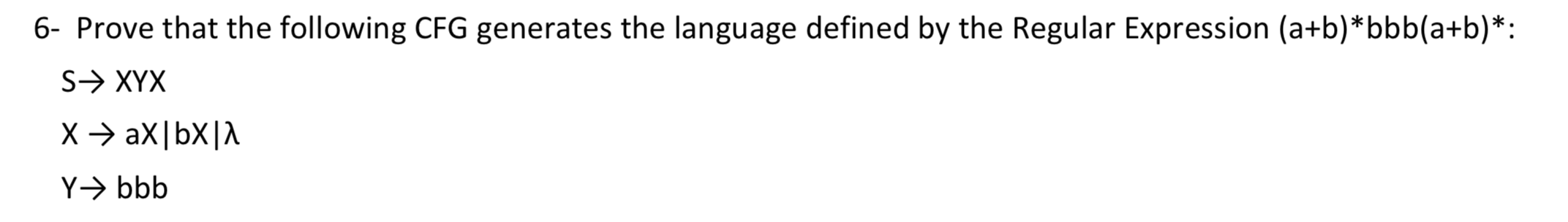 Solved 6- Prove that the following CFG generates the | Chegg.com