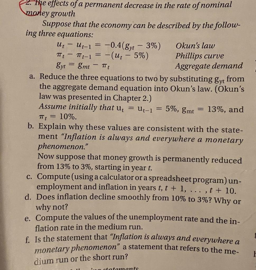 Solved 2. The effects of a permanent decrease in the rate of | Chegg.com