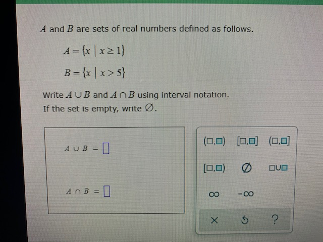 Solved A and B are sets of real numbers defined as follows. | Chegg.com
