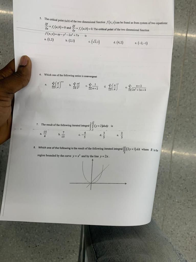 Solved 5. The critical point (a,b) of the two dimensional | Chegg.com