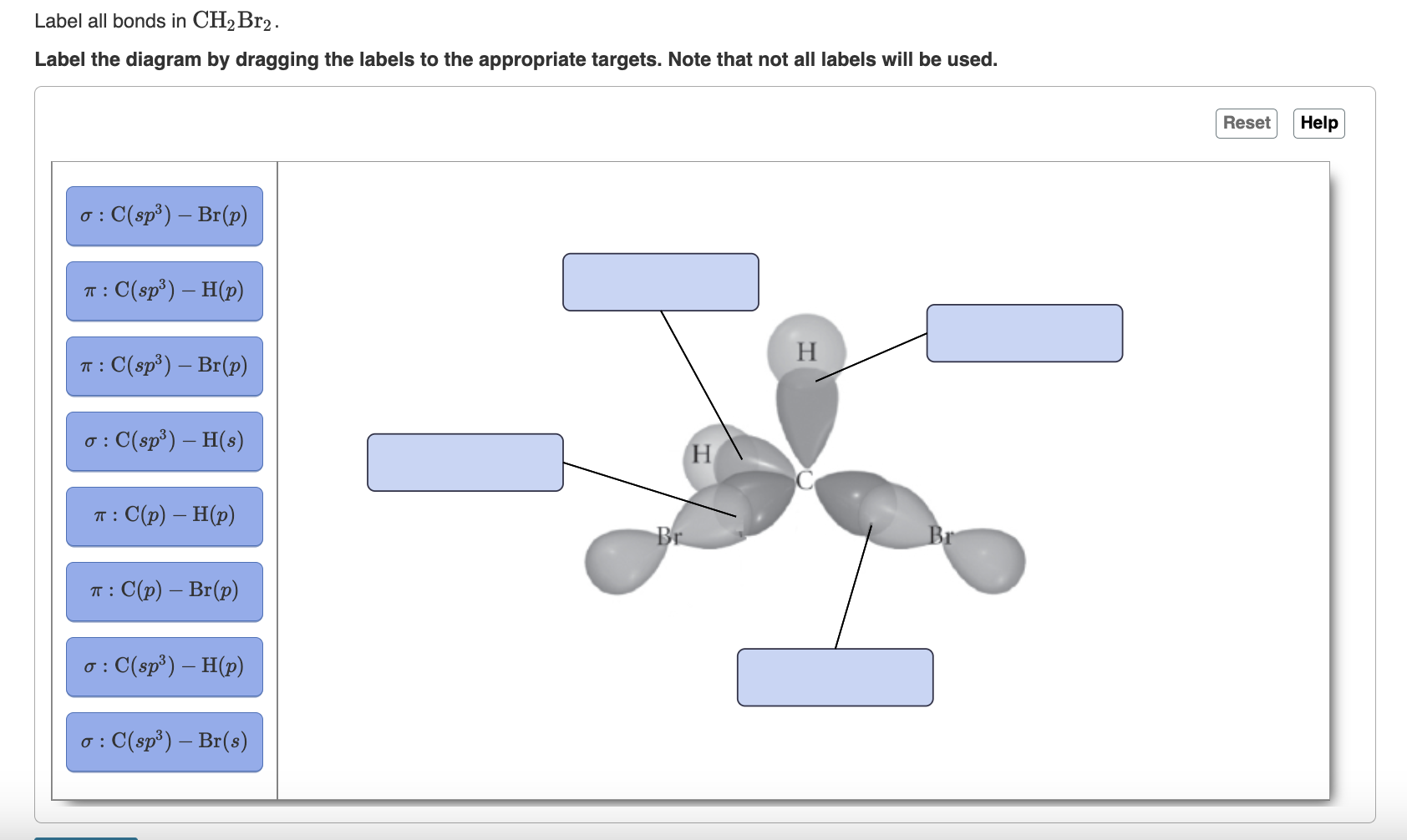 Solved Label all bonds in CH2Br2. Label the diagram by | Chegg.com