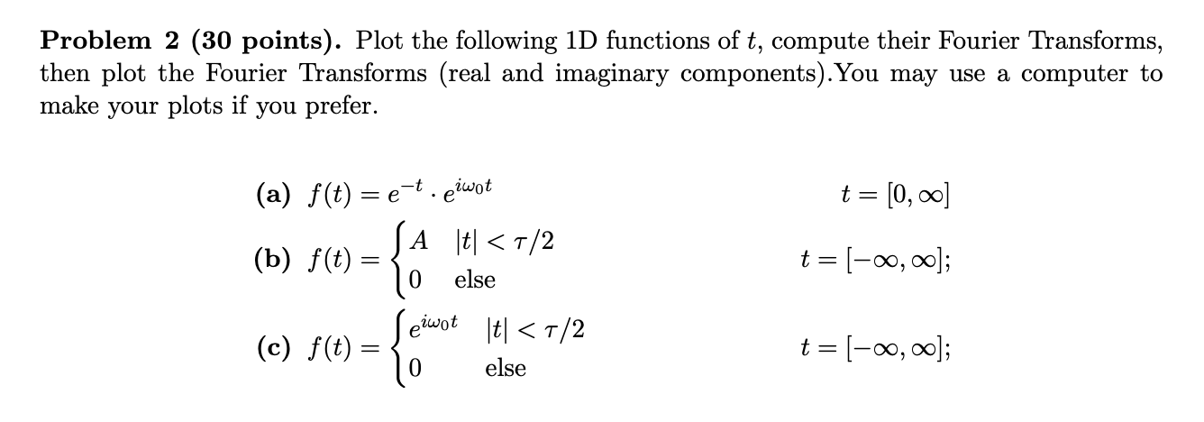 Solved Problem 2 (30 points). Plot the following 1D | Chegg.com