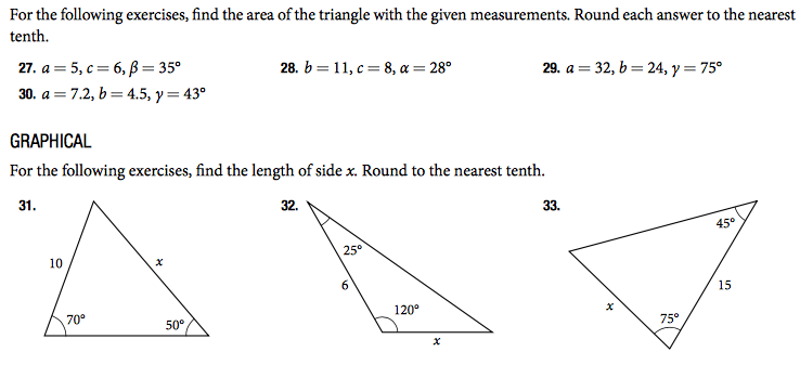 Solved For the following exercises, find the area of the | Chegg.com