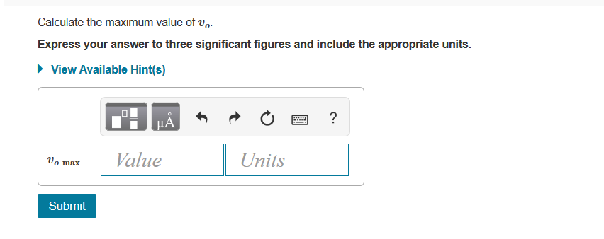 Solved Calculate the minimum value of Vo. Express your | Chegg.com