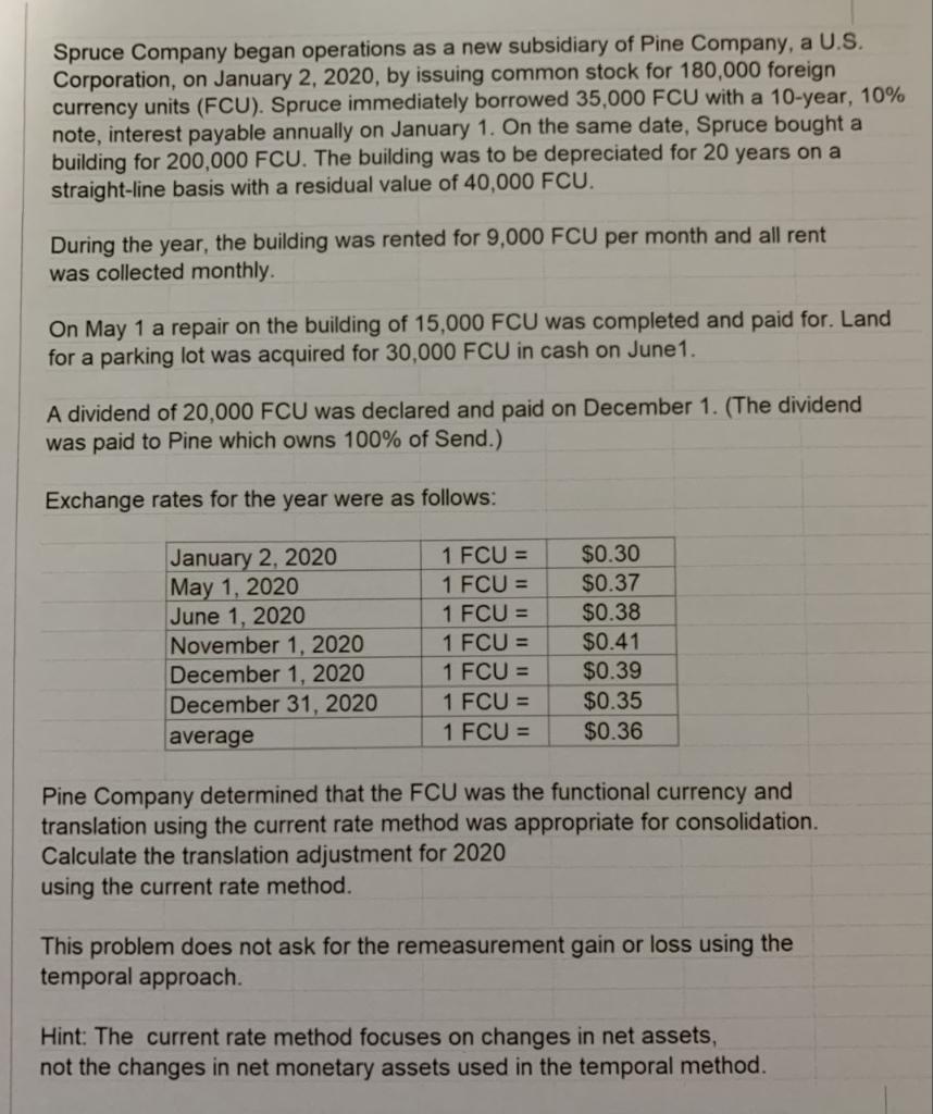 Solved Spruce Company began operations as a new subsidiary | Chegg.com