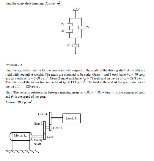Solved Find the equivalent damping. Answer: 2c 2c 3c 4C | Chegg.com