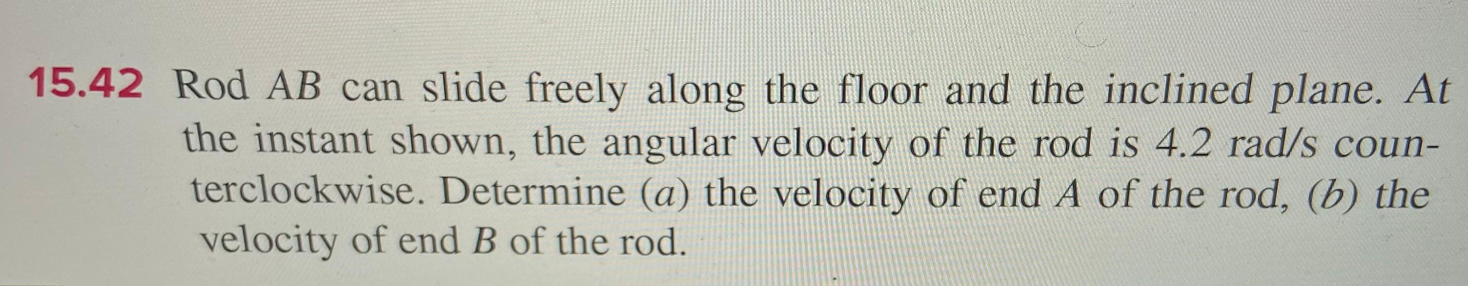 Solved 15.42 Rod AB can slide freely along the floor and the | Chegg.com