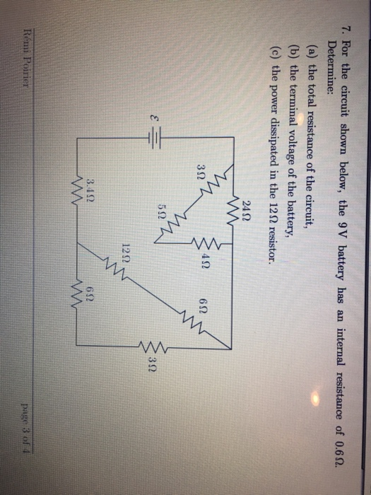Solved For the circuit shown below, the 9V battery has an | Chegg.com
