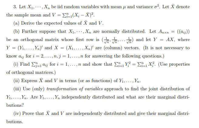 Solved 3. Let X1, . . . , Xn be iid random variables with | Chegg.com