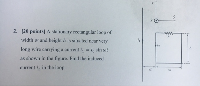 Solved A stationary rectangular loop of width w and height h | Chegg.com