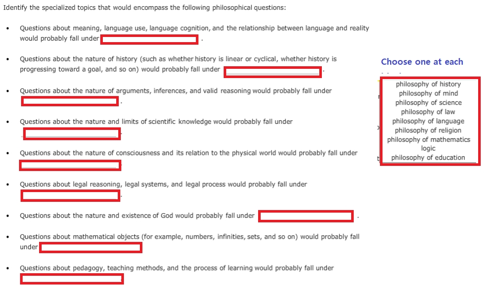 Solved In addition to the three main branches of philosophy | Chegg.com