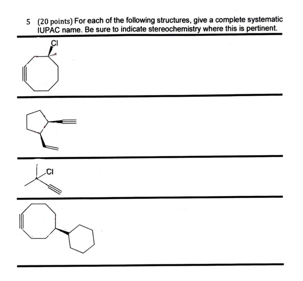Solved 5 (20 points) For each of the following structures, | Chegg.com