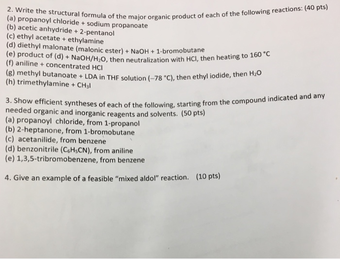 Solved each of the following reactions: (40 pts) 2. Write | Chegg.com
