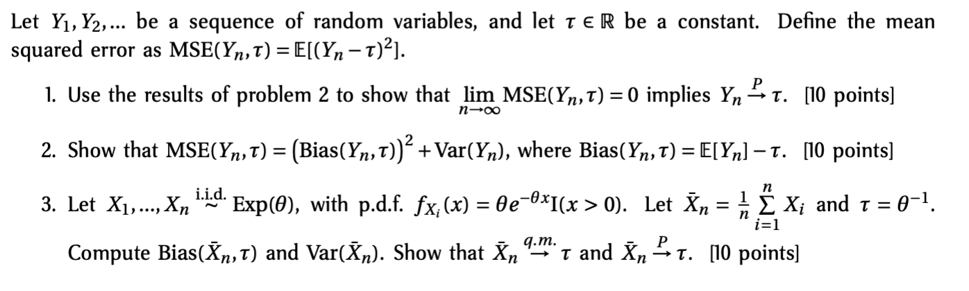 Let Y1,Y2,… be a sequence of random variables, and | Chegg.com