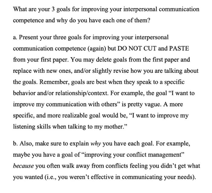 Solved What are your 3 goals for improving your | Chegg.com