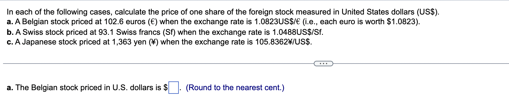 Solved In each of the following cases, calculate the price | Chegg.com