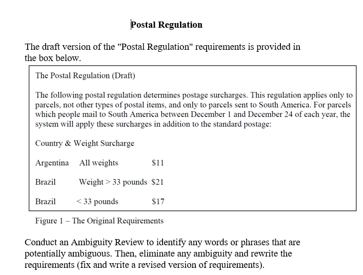 Solved Postal Regulation The draft version of the "Postal | Chegg.com