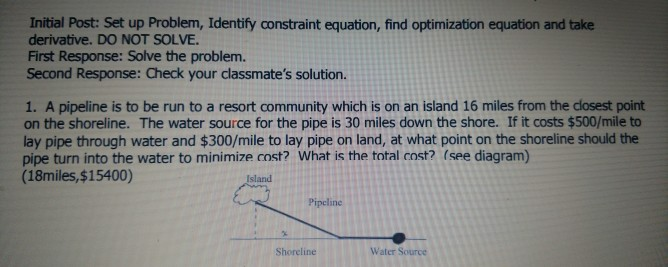 Solved Initial Post Set Up Problem Identify Constraint