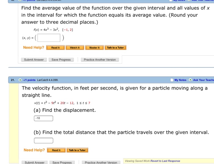 Solved Find the average value of the function over the given | Chegg.com