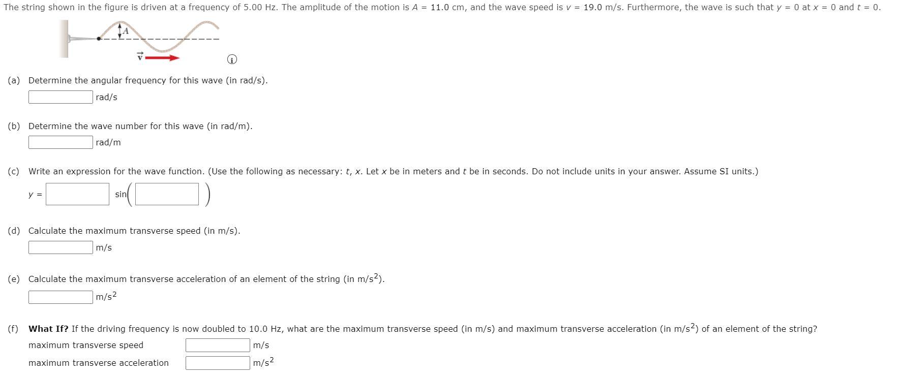 Solved The string shown in the figure is driven at a | Chegg.com