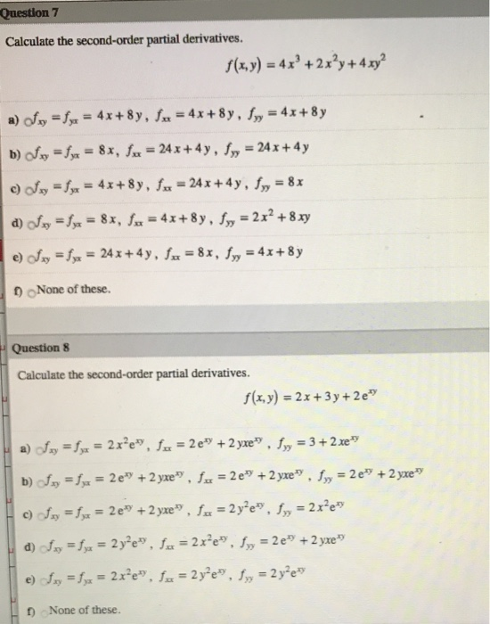 Solved Calculate the second-order partial derivatives. t | Chegg.com