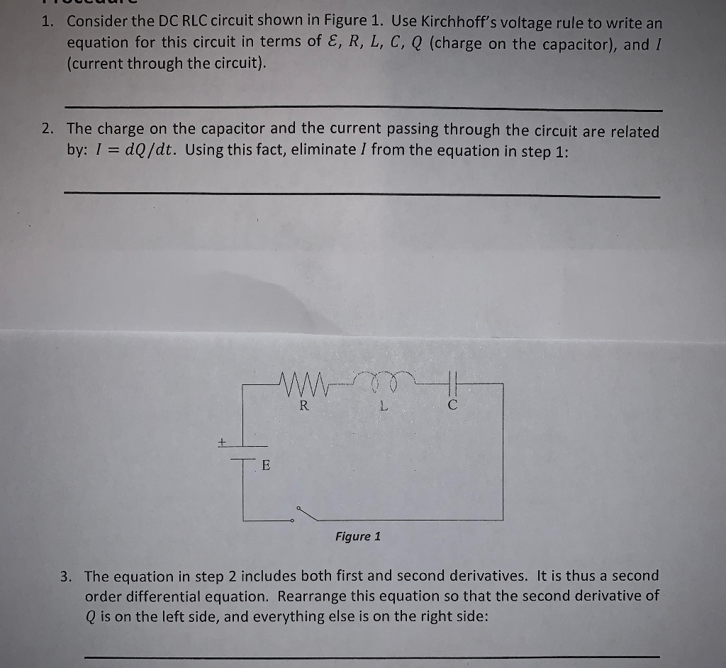 Solved 1. Consider the DC RLC circuit shown in Figure 1. Use | Chegg.com