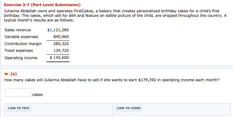 Solved Exercise 3-7 (Part Level Submission) Julianna | Chegg.com