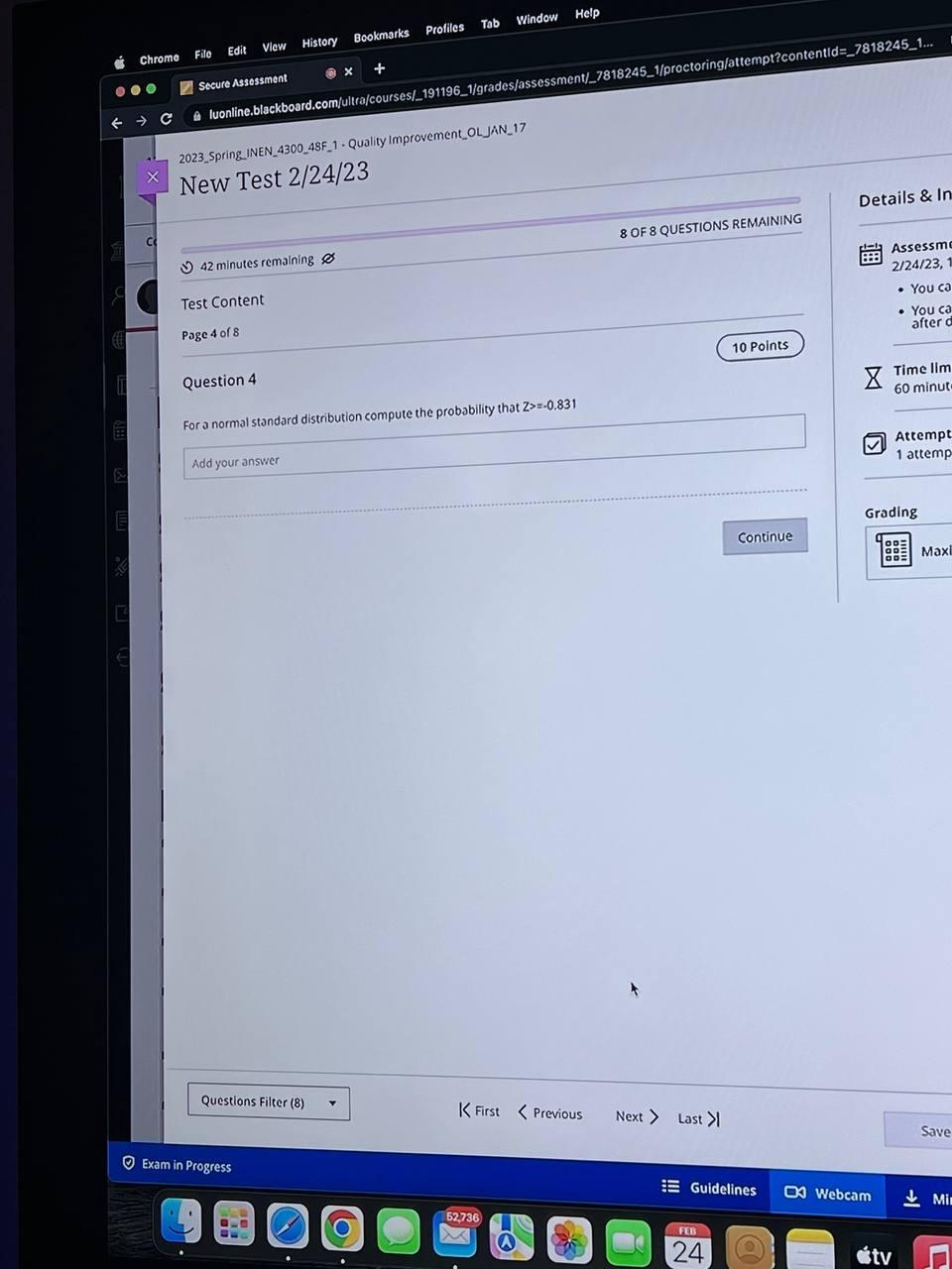 Solved 42 minutes remaining ∅ Assessment due 2/24/23, 11:59 | Chegg.com